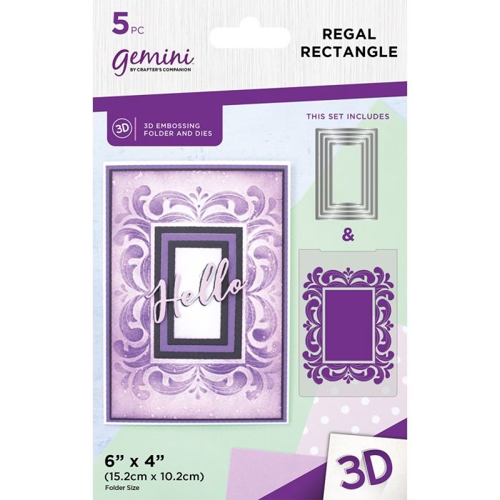 3D Embossing Folder and Nesting Dies Regal Rectangle (GEM-EFD-3D-RERE ...