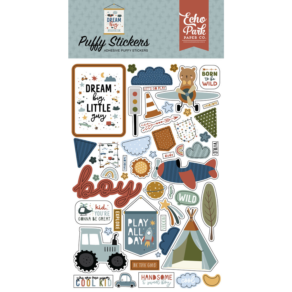 Dream Big Little Boy Puffy Stickers (DBB304066) - Craftlines B.V.