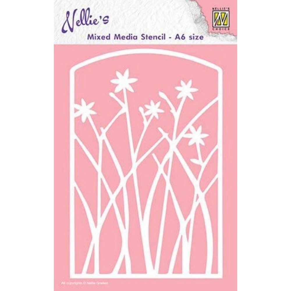Mixed Media Stencil A6 Frame with Flowers (MMSA6-002) - Craftlines B.V.