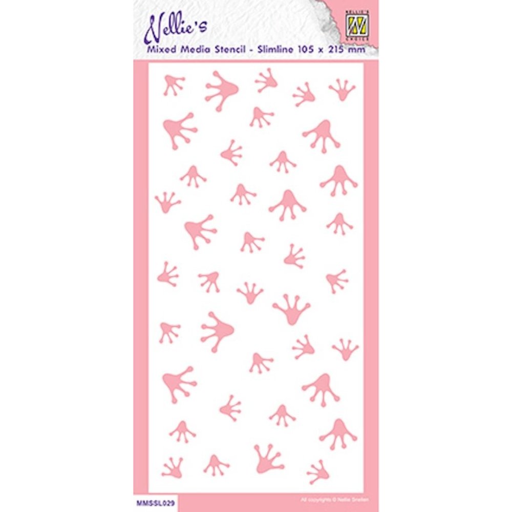 Mixed Media Stencil Slimline Frog Footprints (MMSSL-029) - Craftlines B.V.