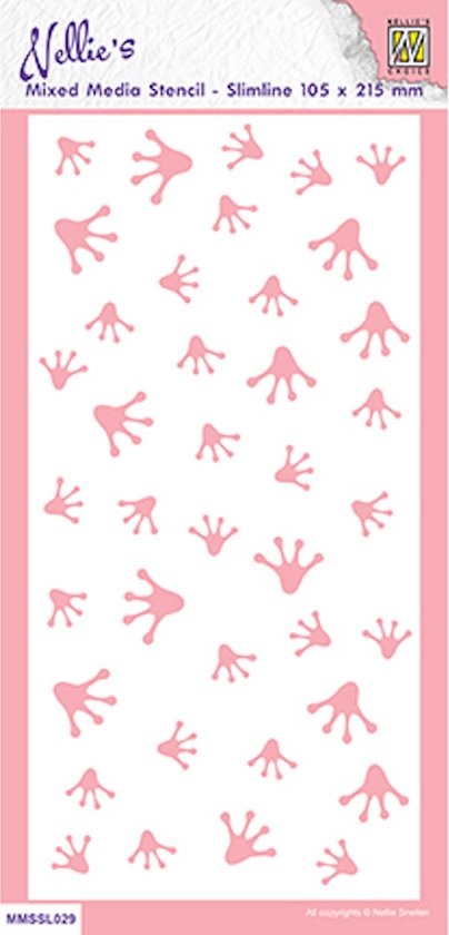 Mixed Media Stencil Slimline Frog Footprints (MMSSL-029) - Craftlines B.V.