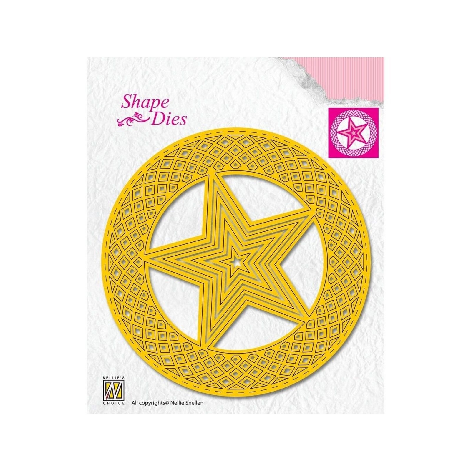 Shape Dies 5 Point Stars in Grid Circle (SD159) - Craftlines B.V.