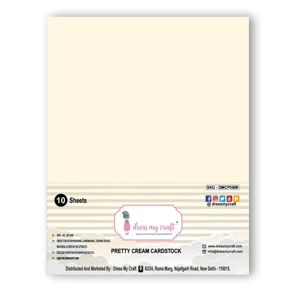 Pretty Cream A4 Cardstock (10sheets) (DMCP3609) - Craftlines B.V.