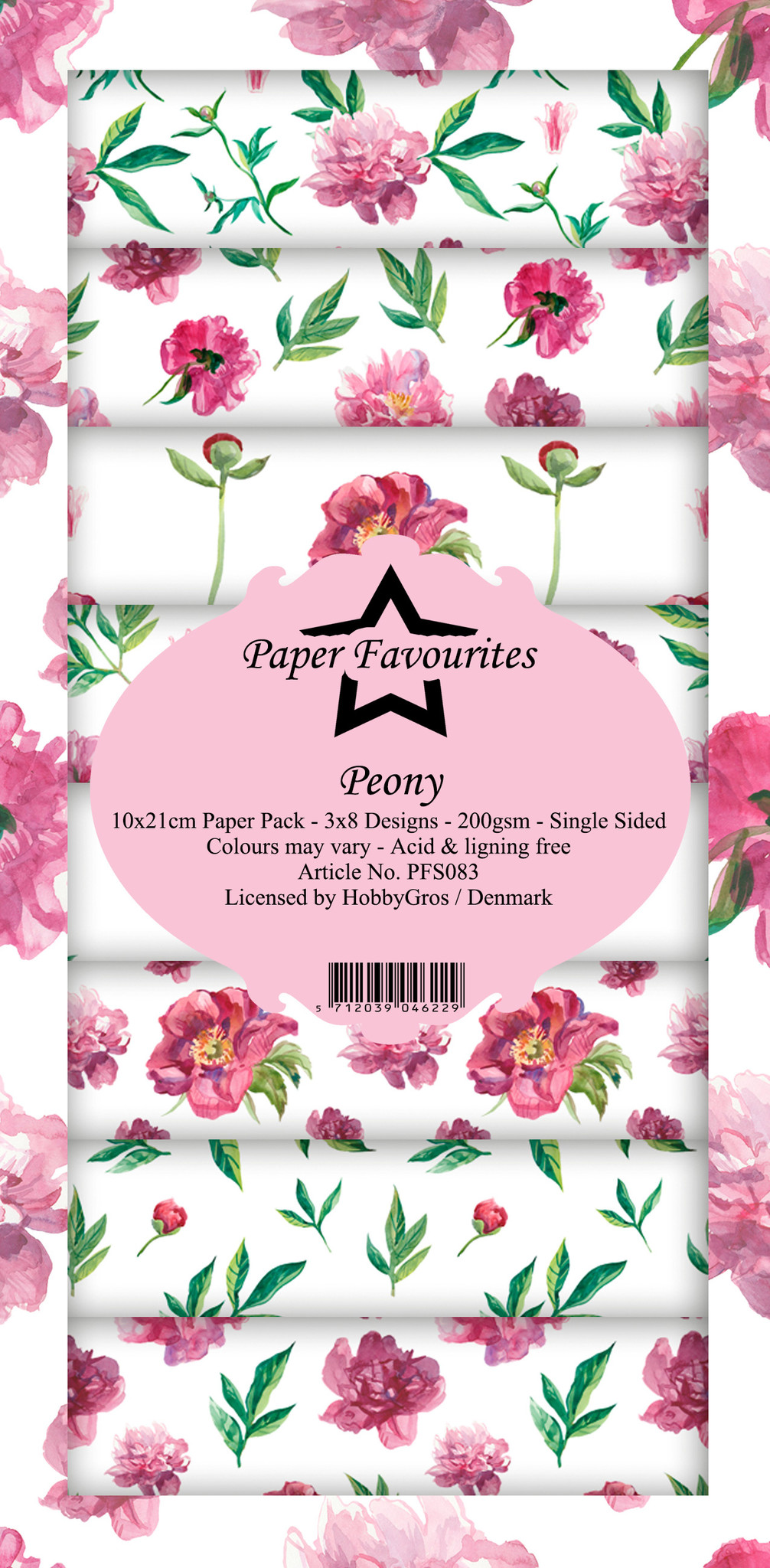 Peony Slim Paper Pack (PFS083) - Craftlines B.V.