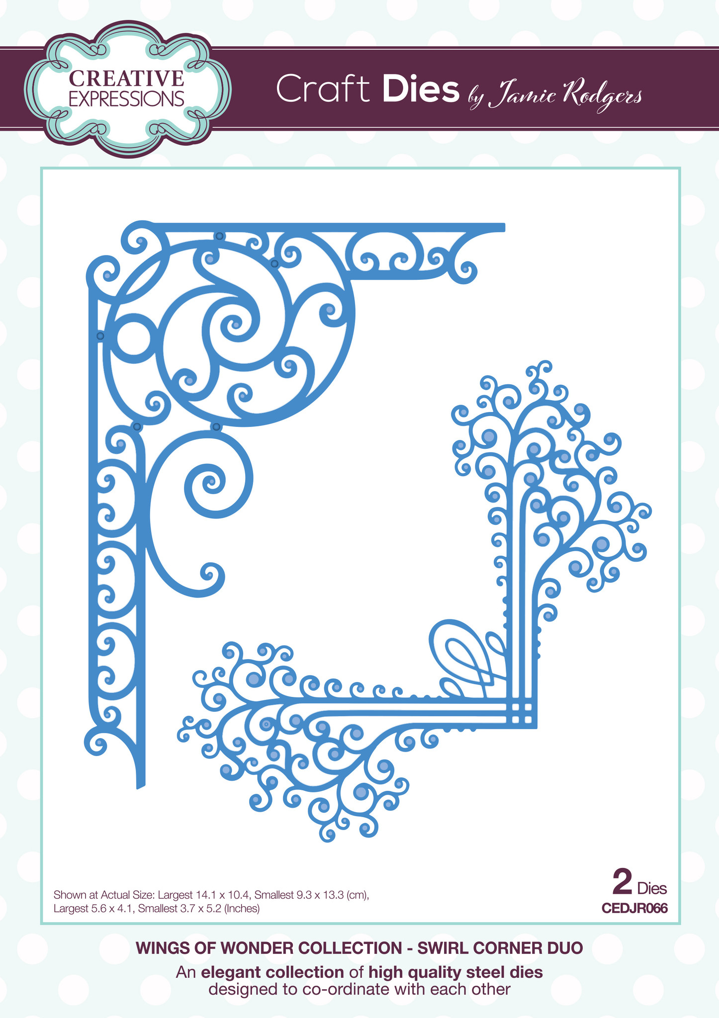 Jamie Rodgers Craft Die Wings of Wonder Swirl Corner Duo (CEDJR066 ...