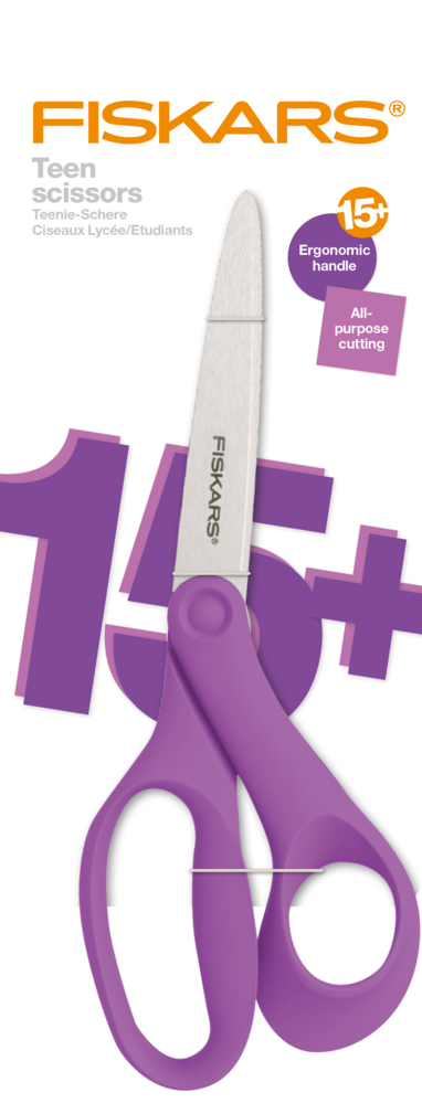 Fiskars Scissors Teen +15 Purple 20cm (1067865) - Craftlines B.V.