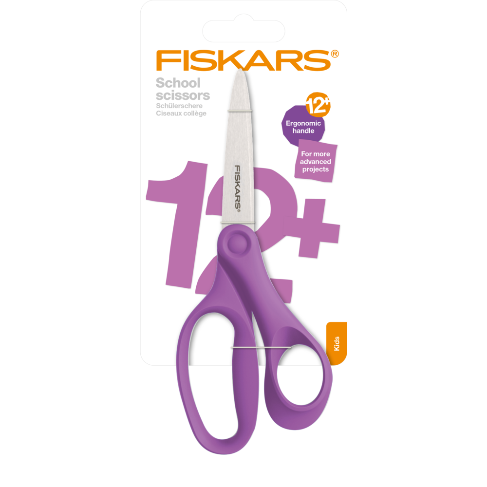 Fiskars Scissors School +12 Purple 18cm (1067857) - Craftlines B.V.