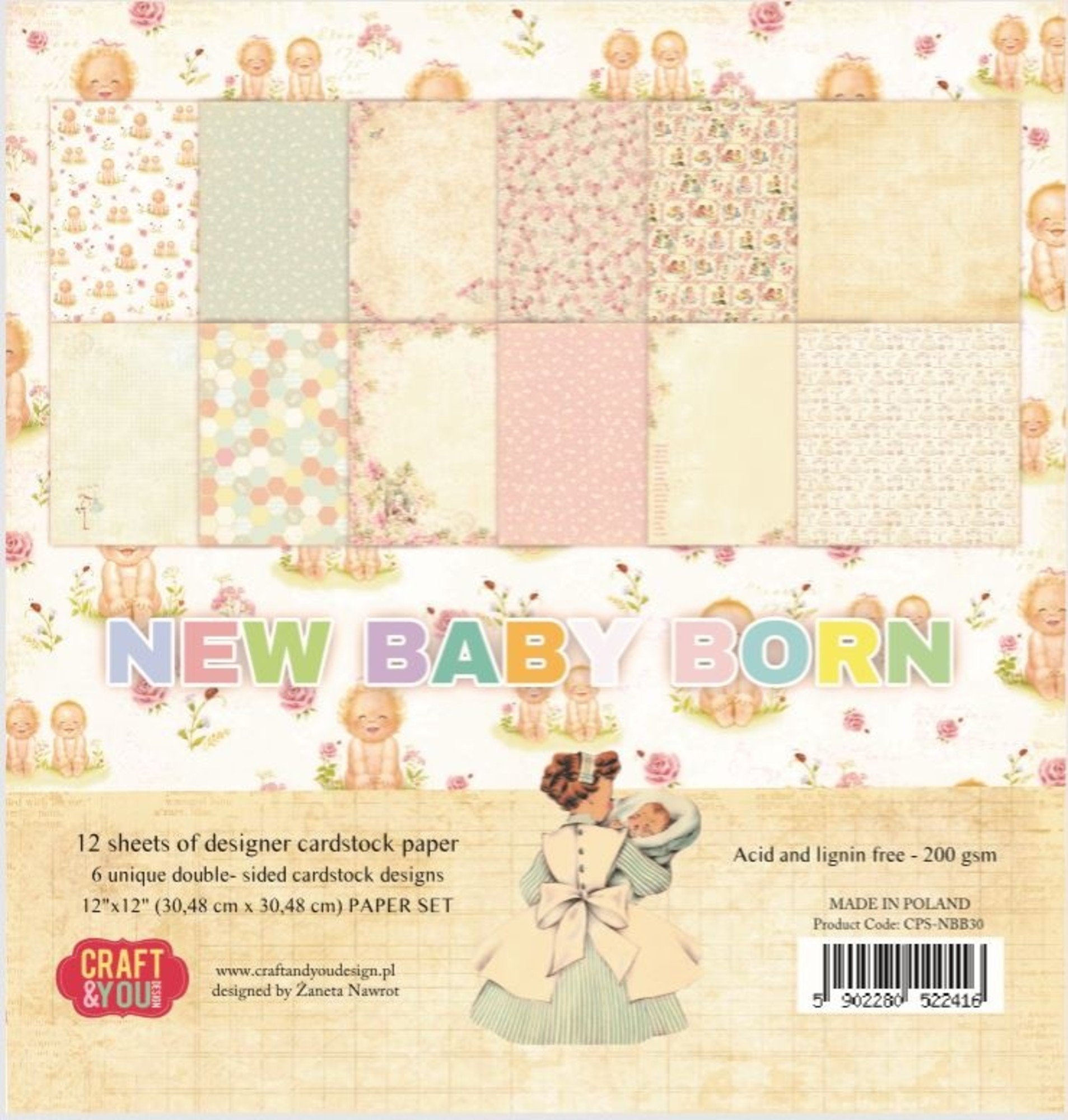 New Baby Born 12x12 Inch Paper Set 200gsm (12sheets) (CPS-NBB30 ...