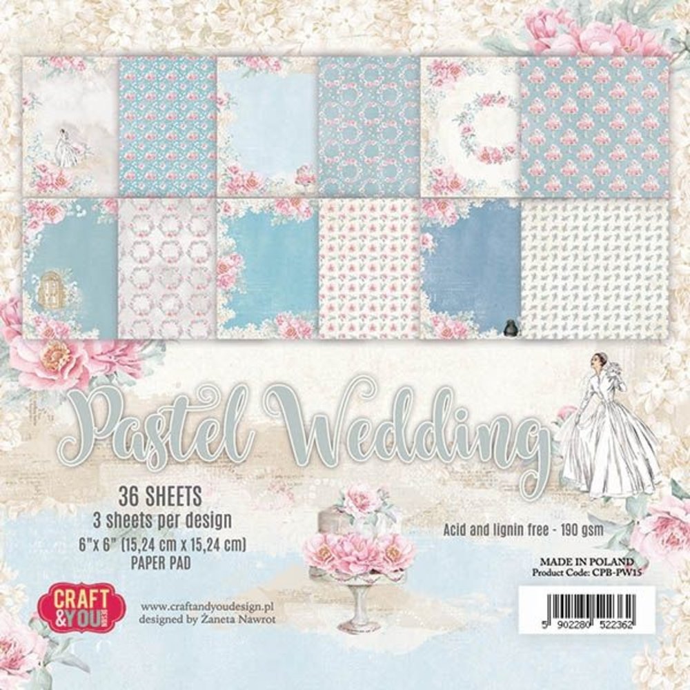 Pastel Wedding 6x6 Inch Paper Set 190gsm (36sheets) (CPB-PW15 ...