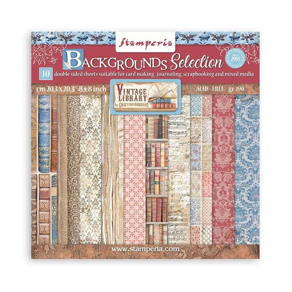 Vintage Library Backgrounds Selection 8x8 Inch Paper Pack (SBBS81 ...