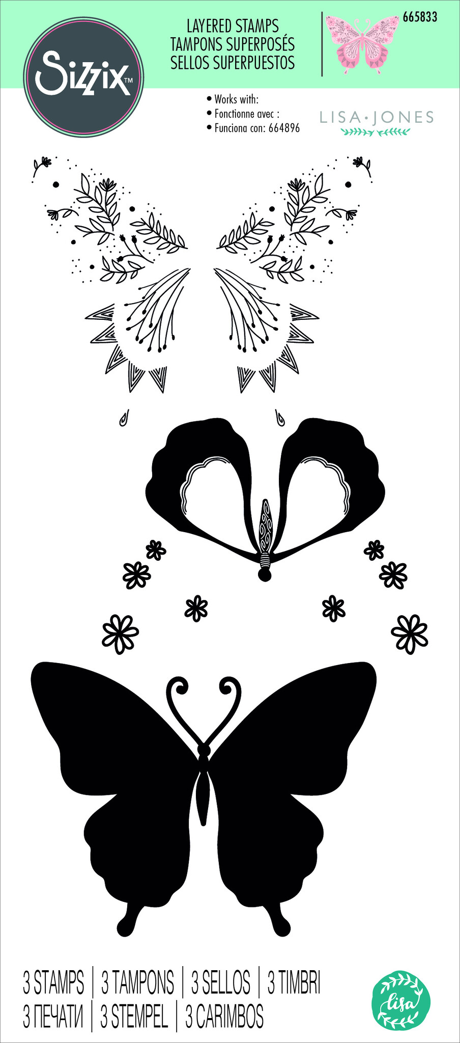 Layered Stamps by Lisa Jones Decorated Butterfly (3pcs) (665833 ...