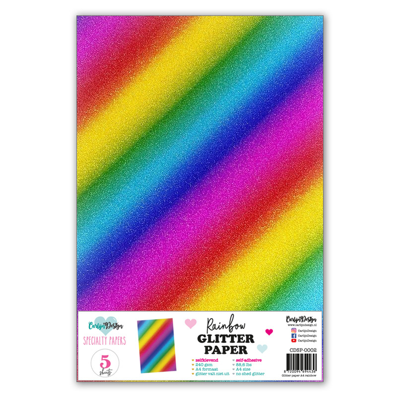 Self Adhesive Glitter Paper A4 Rainbow (CDSP-0002) - Craftlines B.V.