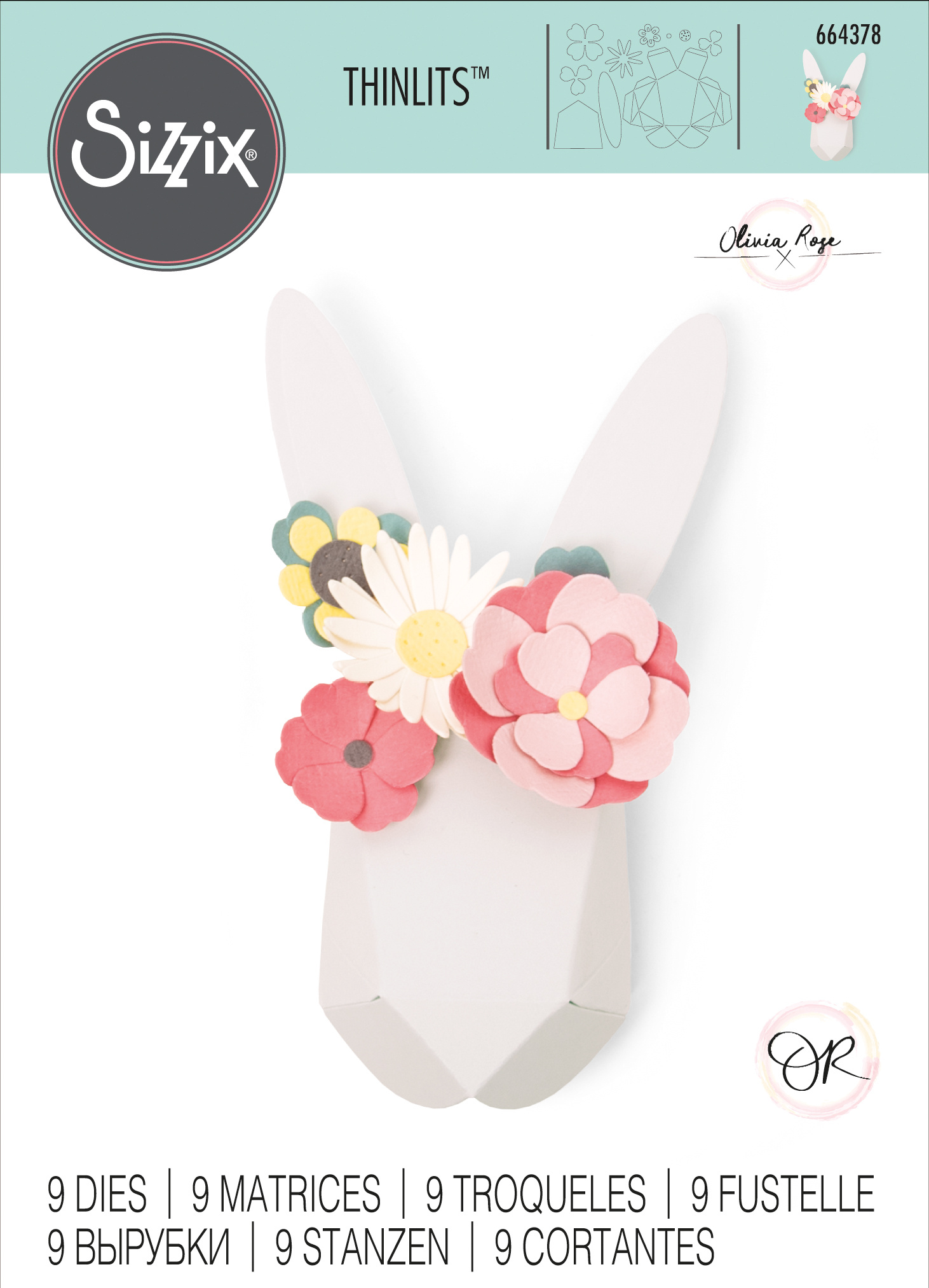 Thinlits Die by Olivia Rose Origami Rabbit (9pcs) (664378) - Craftlines B.V.
