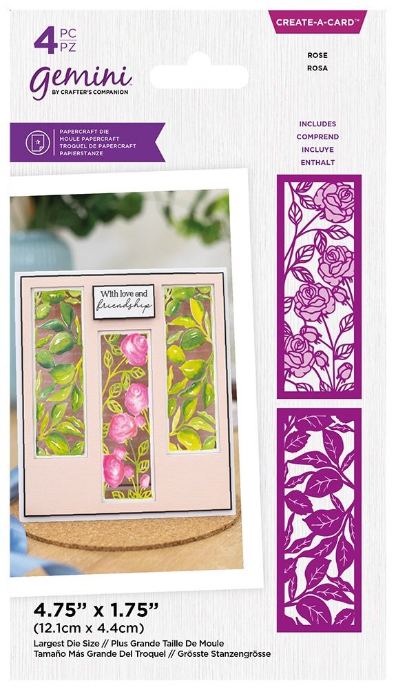 Floral Panel Rose Create-a-Card Dies (GEM-MD-CAD-FP-ROSE) - Craftlines B.V.