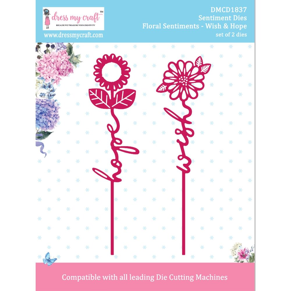 Cutting Die Sentiment Floral Sentiments Wish & Hope (DMCD1837 ...