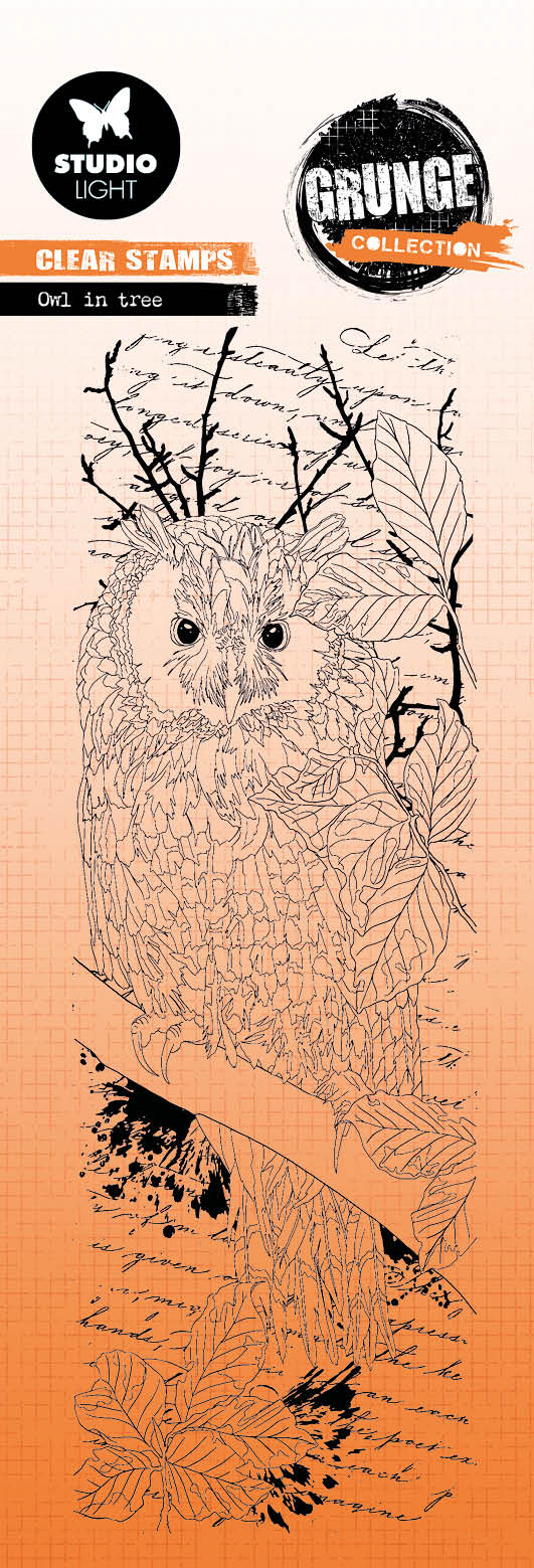 Owl in Tree Grunge Stamps (SL-GR-STAMP447) - Craftlines B.V.