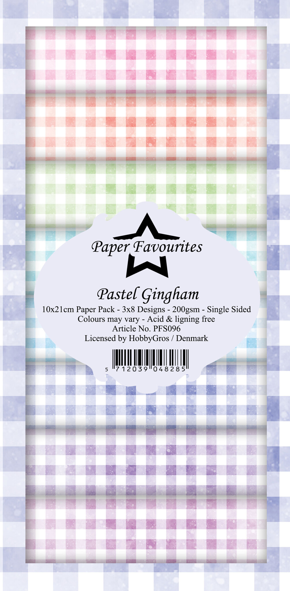 Pastel Gingham Slim Paper Pack (PFS096) - Craftlines B.V.