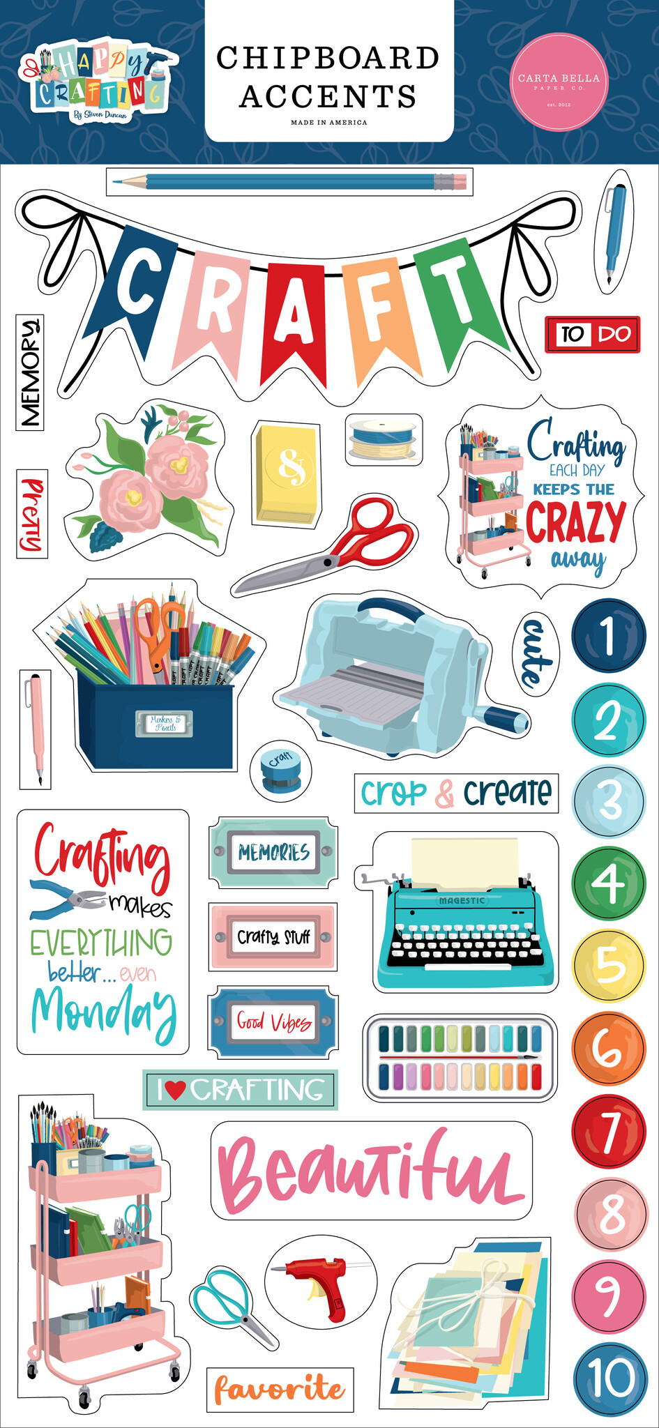 Happy Crafting Chipboard Accents (CBHCR157021) - Craftlines B.V.