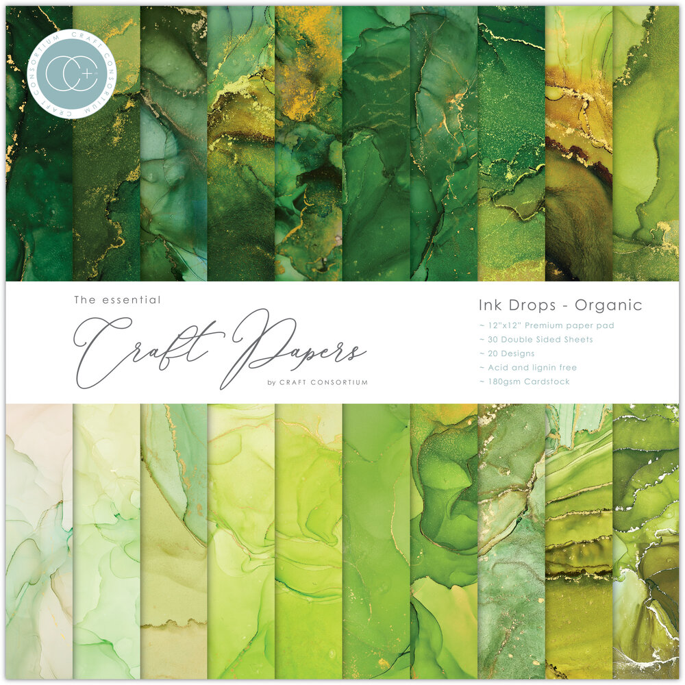 Essential Craft Papers 12x12 Inch Paper Pad Ink Drops Organic ...