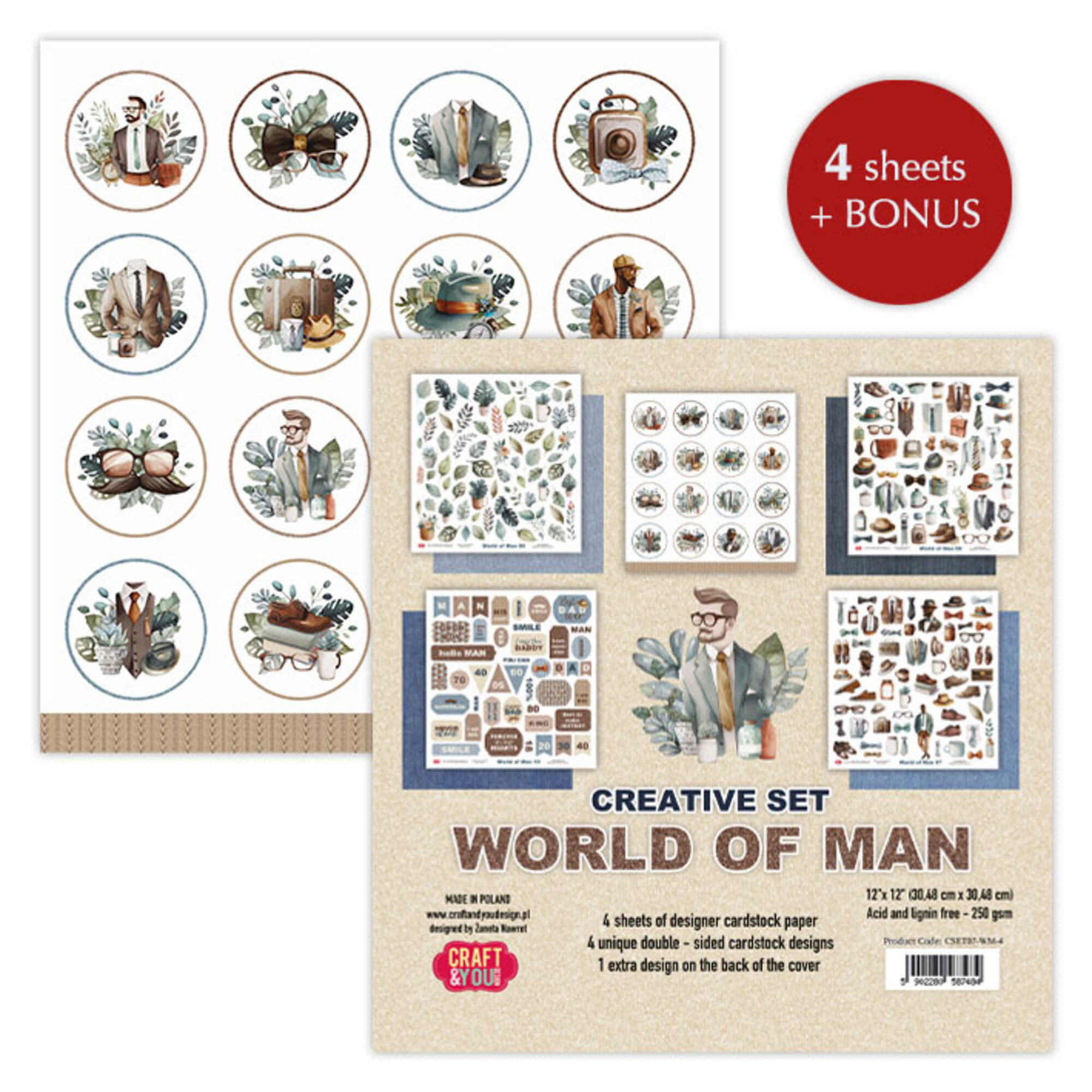 World of Man 12x12 Inch Creative Set 250gsm (4sheets) (CSET07-WM-4 ...
