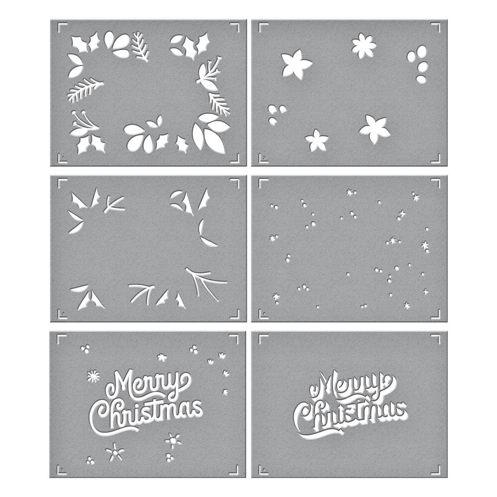 Layered Merry Christmas Foliage Stencils (STN-068) - Craftlines B.V.