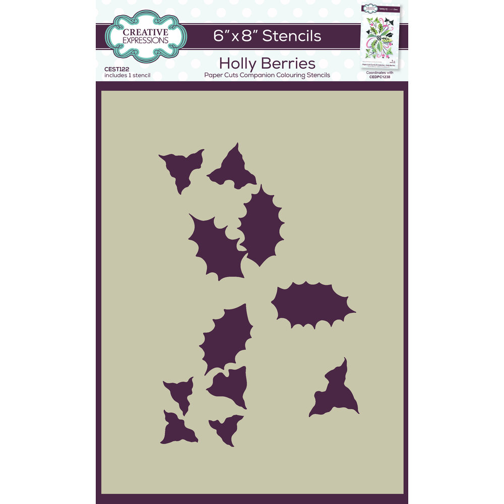 Companion Colouring Stencil Holly Berries (CEST122) - Craftlines B.V.