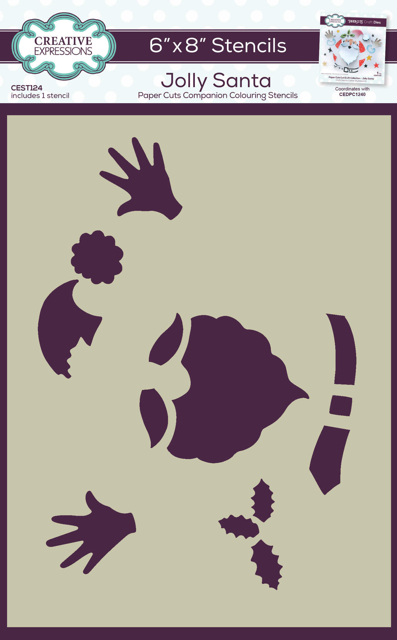 Companion Colouring Stencil Jolly Santa (CEST124) - Craftlines B.V.