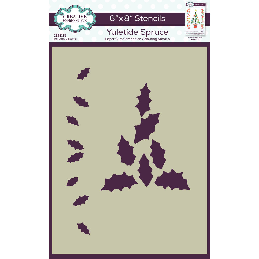 Companion Colouring Stencil Yuletide Spruce (CEST125) - Craftlines B.V.
