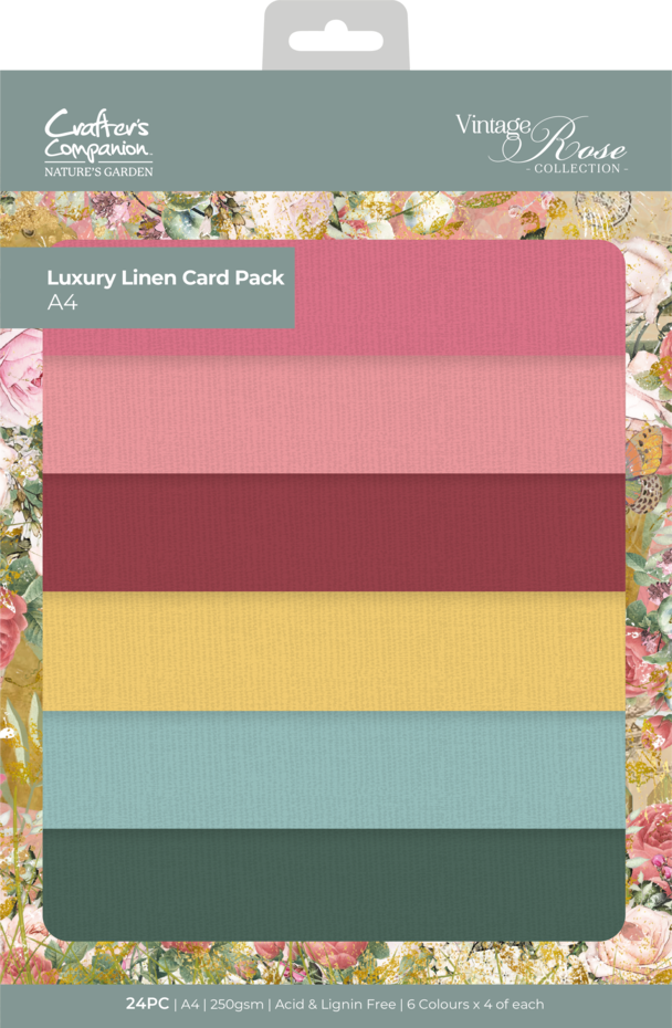Vintage Rose A4 Luxury Linen Card (NGA-VR-LINEN-A4) - Craftlines B.V.