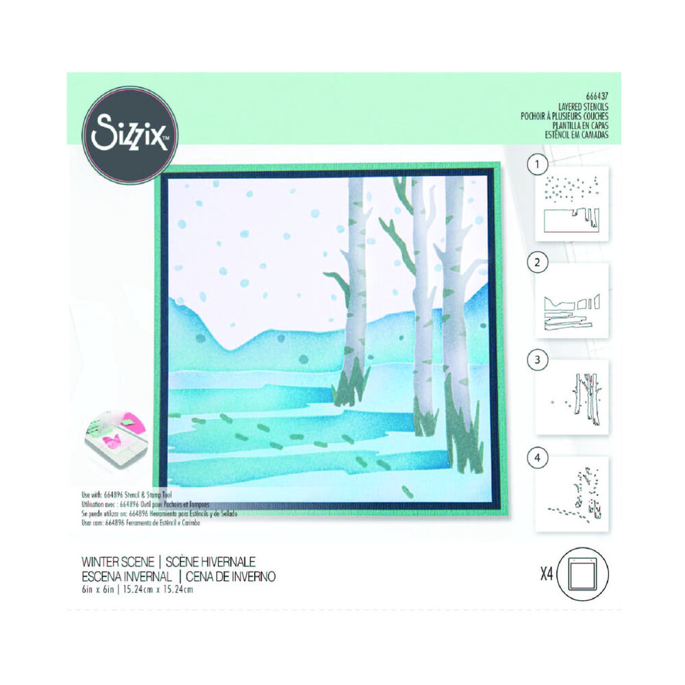 Layered Stencils by Olivia Rose Winter Scene (4pcs) (666437) - Craftlines B.V.