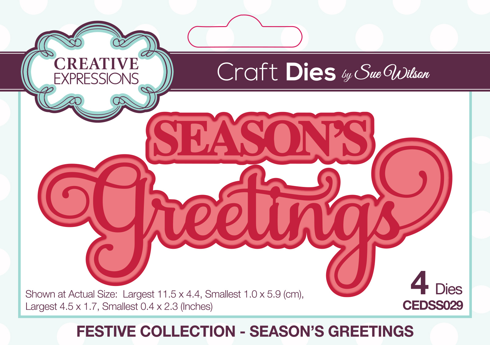 Sue Wilson Craft Die Season's Greetings (CEDSS029) - Craftlines B.V.