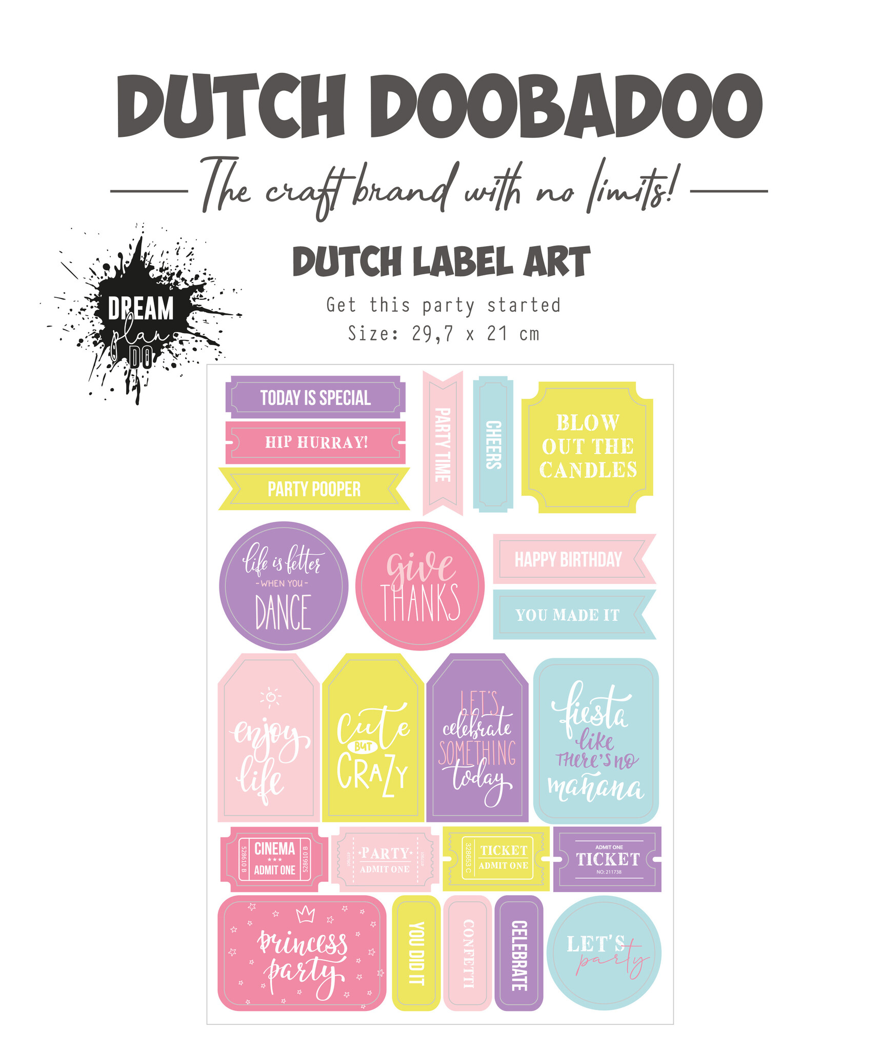 Dutch Paper Art Dream Plan Do Get This Party Started Die-Cuts (474.007. ...