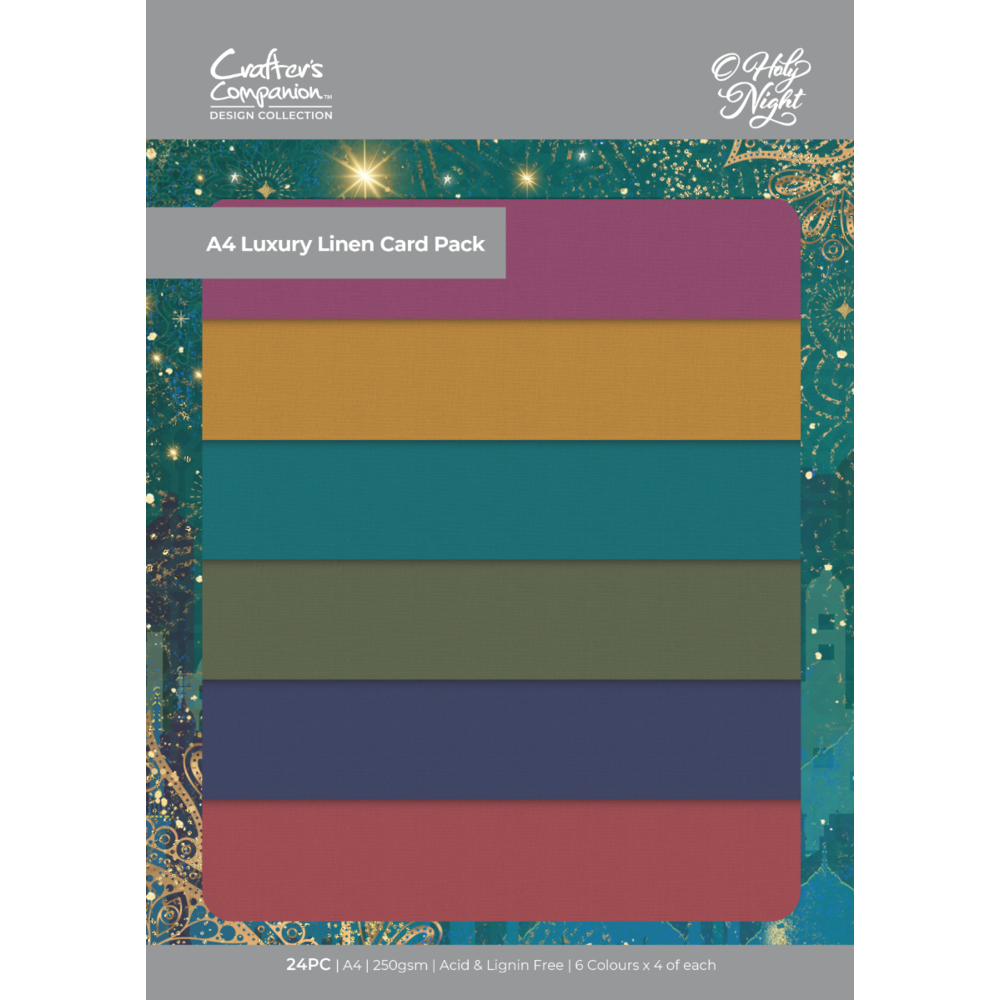 O' Holy Night A4 Luxury Linen Card Pack (OHN-LINEN-A4) - Craftlines B.V.