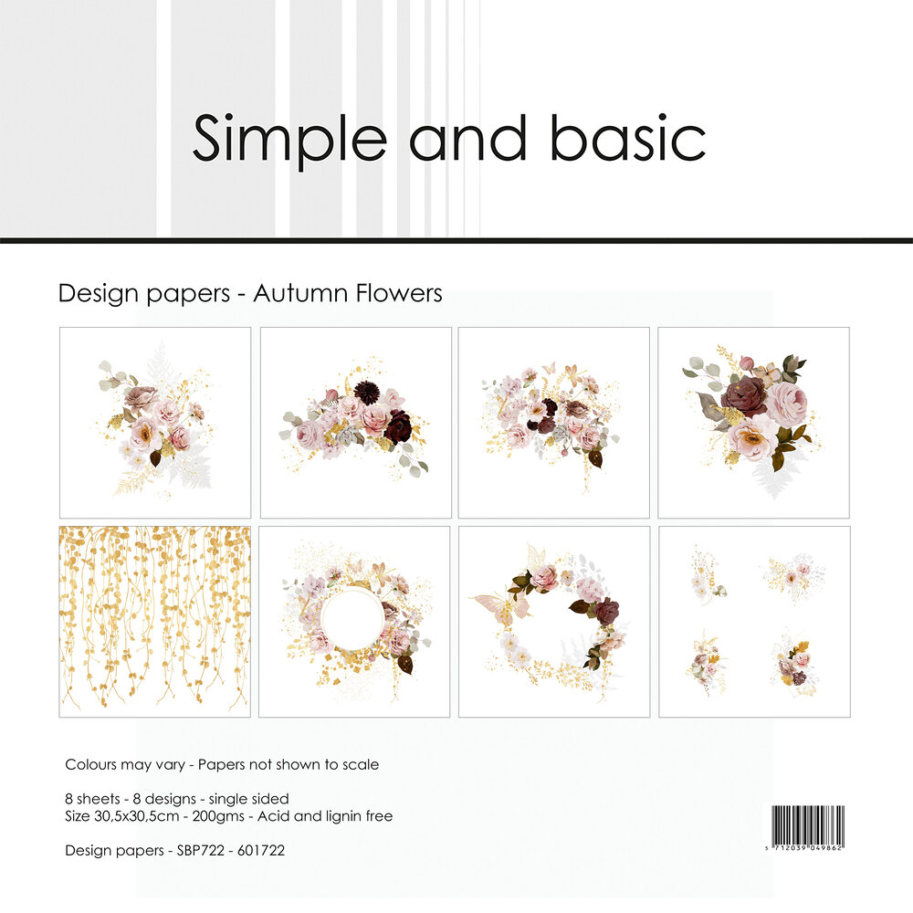 Autumn Flowers 12x12 Inch Paper Pack (SBP722) - Craftlines B.V.