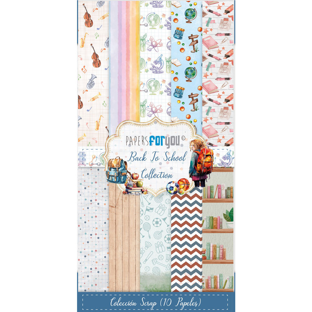 Back to School Slim Scrap Paper Pack (10pcs) (PFY-12455) - Craftlines B.V.