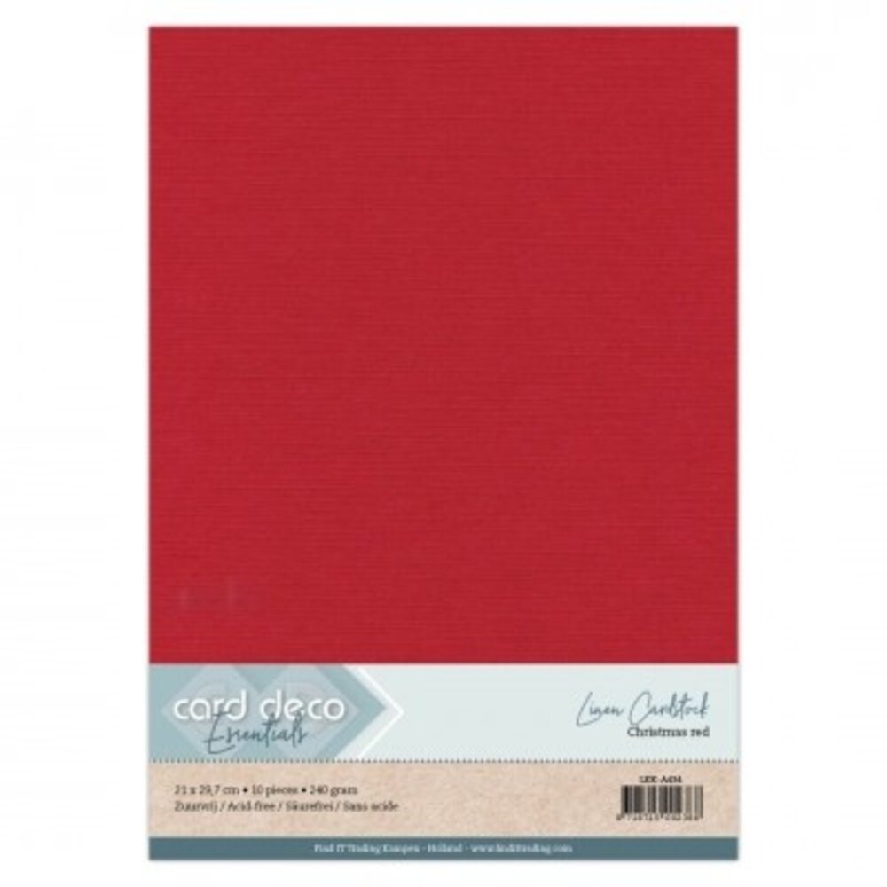 Linen Cardstock A4 Christmas Red (10pcs) (LKK-A434) - Craftlines B.V.