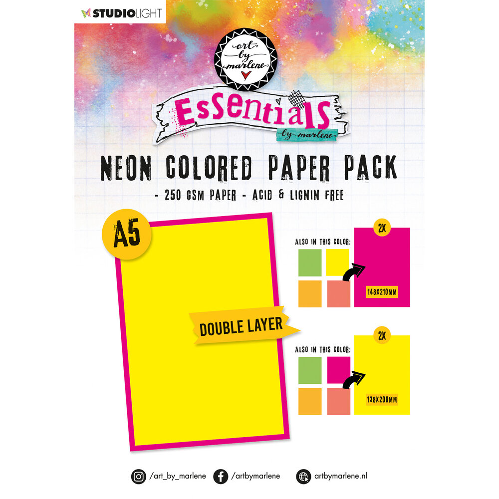 Essentials Neon Colored A5 Paper Pack (ABM-ES-PP105) - Craftlines B.V.