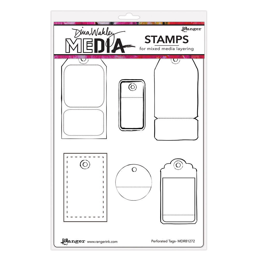 Dina Wakley MEdia Cling Stamps Perforated Tags (MDR81272) - Craftlines B.V.