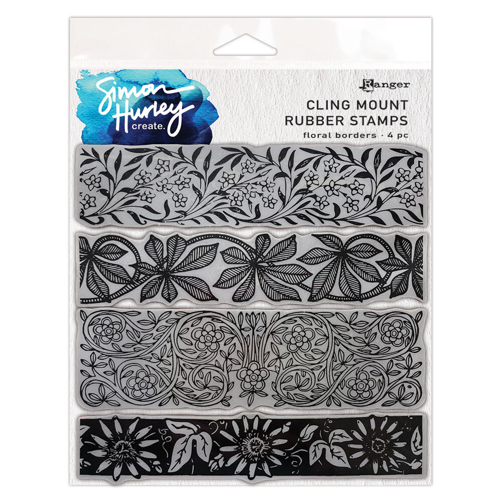 Simon Hurley create. Cling Mount Rubber Stamps Floral Borders (HUR84839 ...