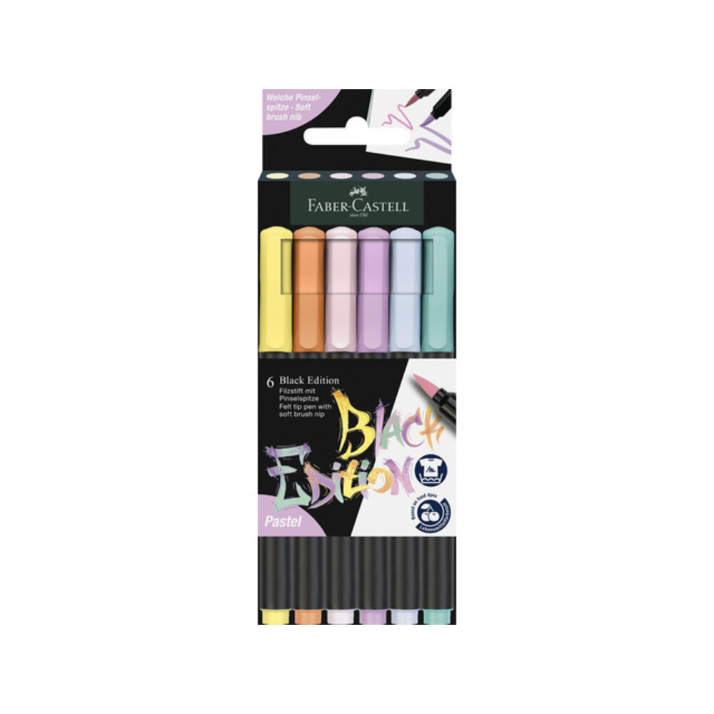 Black Edition Felt Tip Pen w/ Soft Brush Nib Pastel (6pcs) (FC-116453 ...