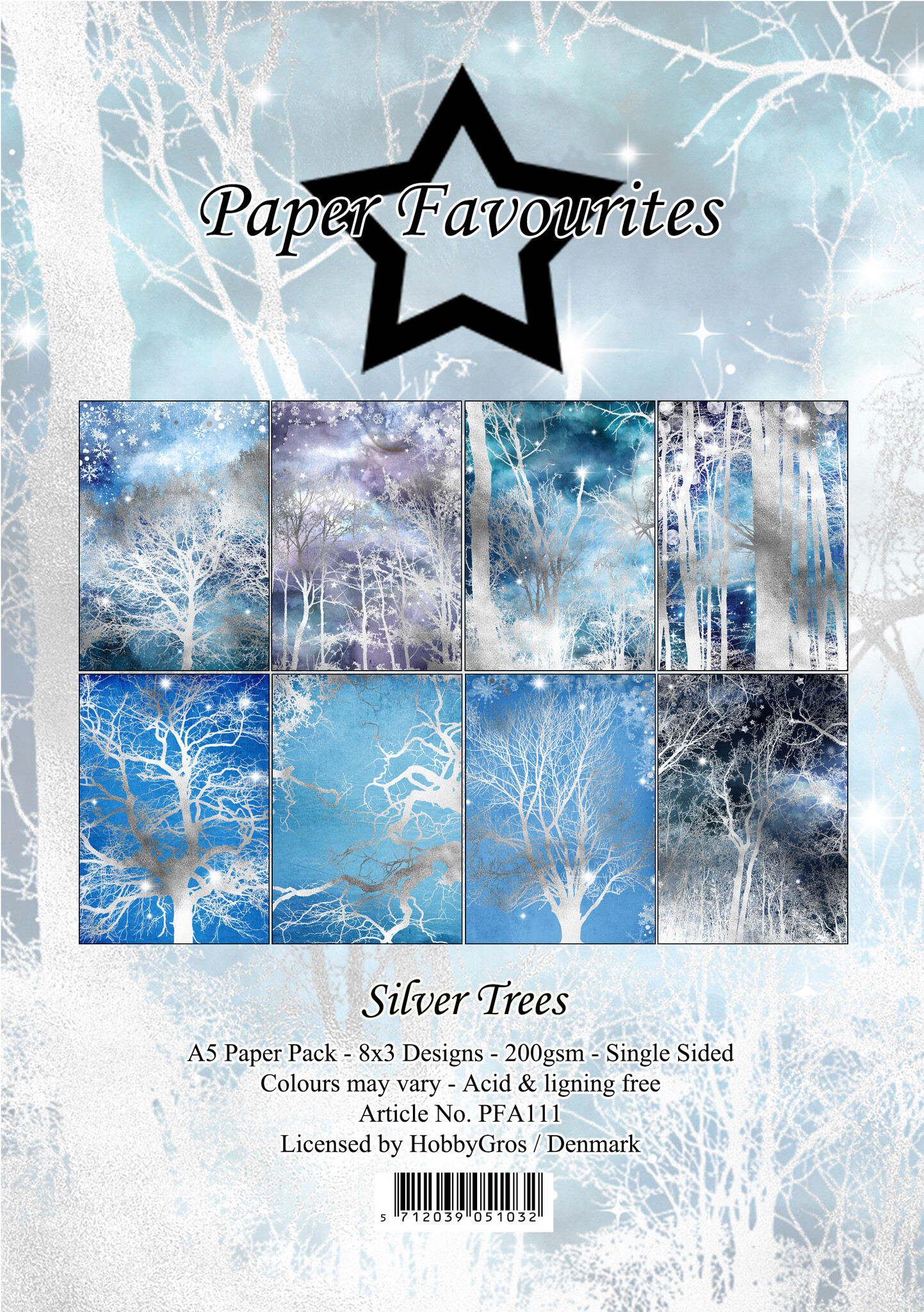 Silver Trees A5 Paper Pack (PFA111) - Craftlines B.V.