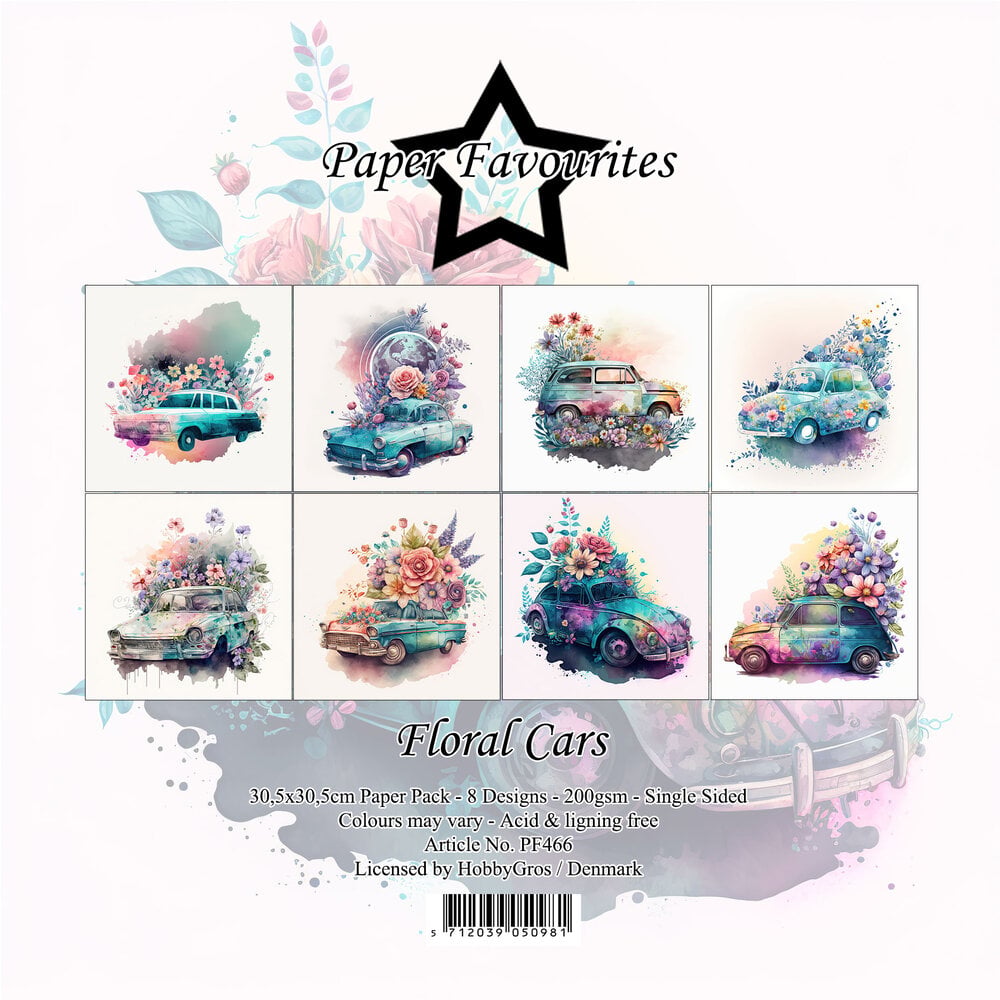 Floral Cars 12x12 Inch Paper Pack (PF466) - Craftlines B.V.