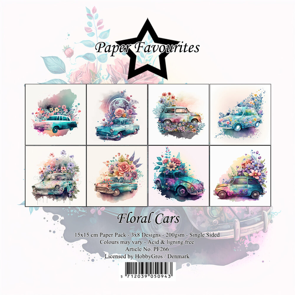 Floral Cars 6x6 Inch Paper Pack (PF266) - Craftlines B.V.