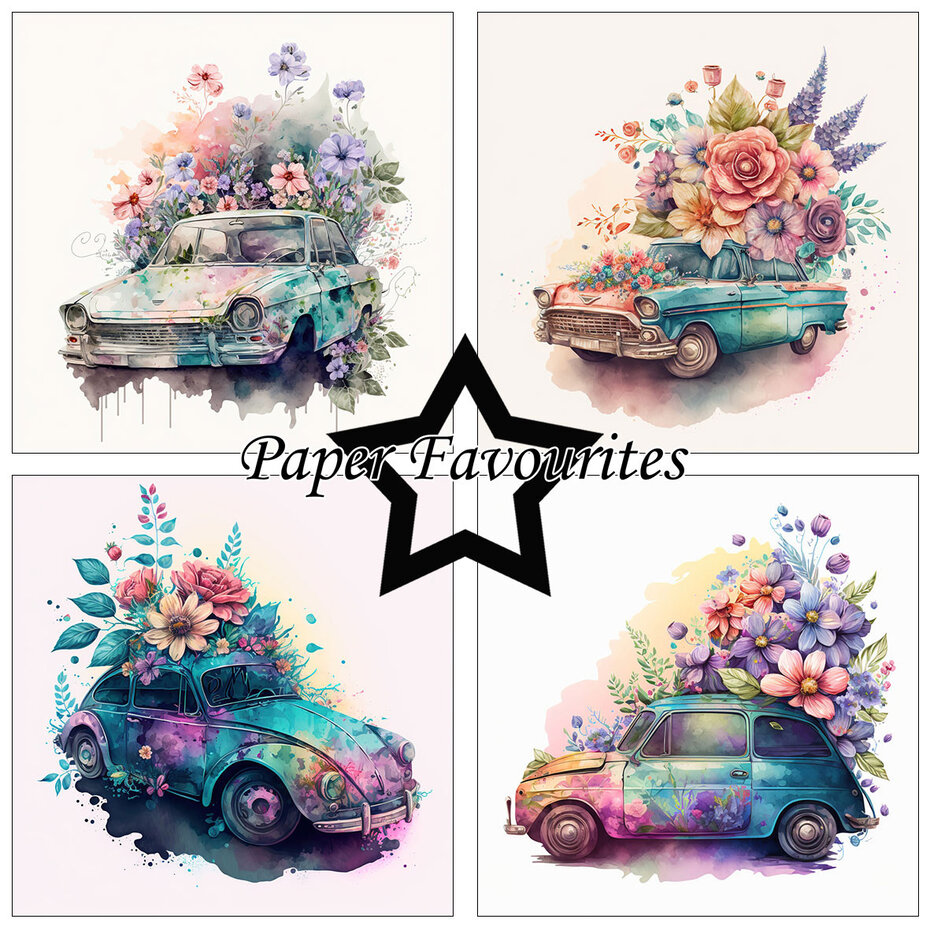 Floral Cars 6x6 Inch Paper Pack (PF266) - Craftlines B.V.