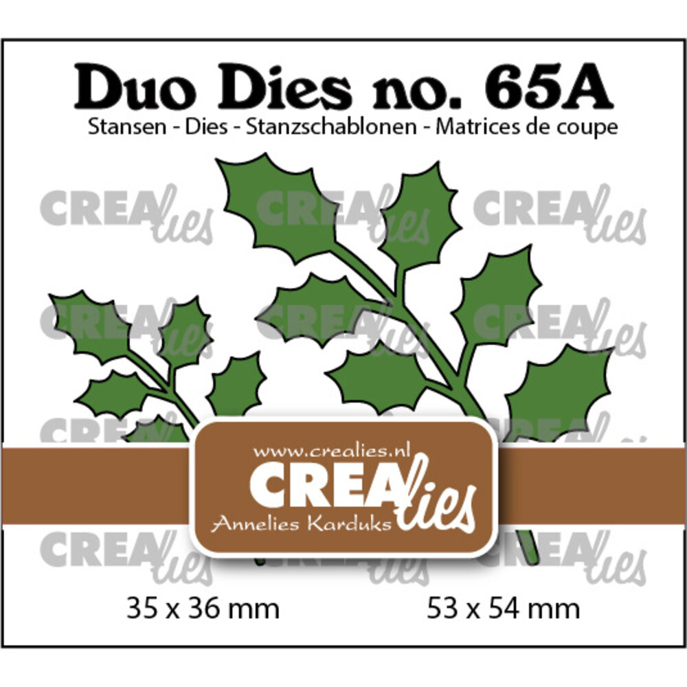 Duo Dies No. 65A Holly Leaves 17 Mirror Image (CLDD65A) - Craftlines B.V.