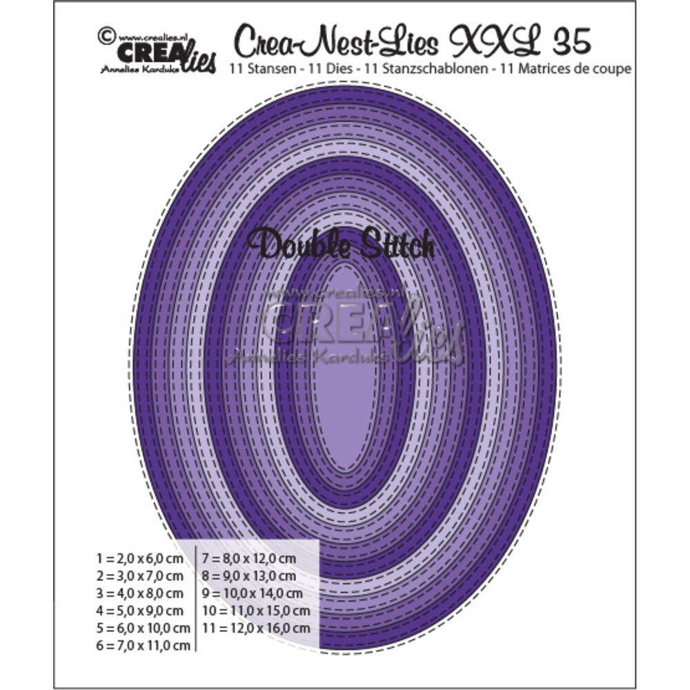 Crea-Nest-Lies XXL Dies No. 35 Ovals with Double Stitchline (CLNestXXL35) - Craftlines B.V.