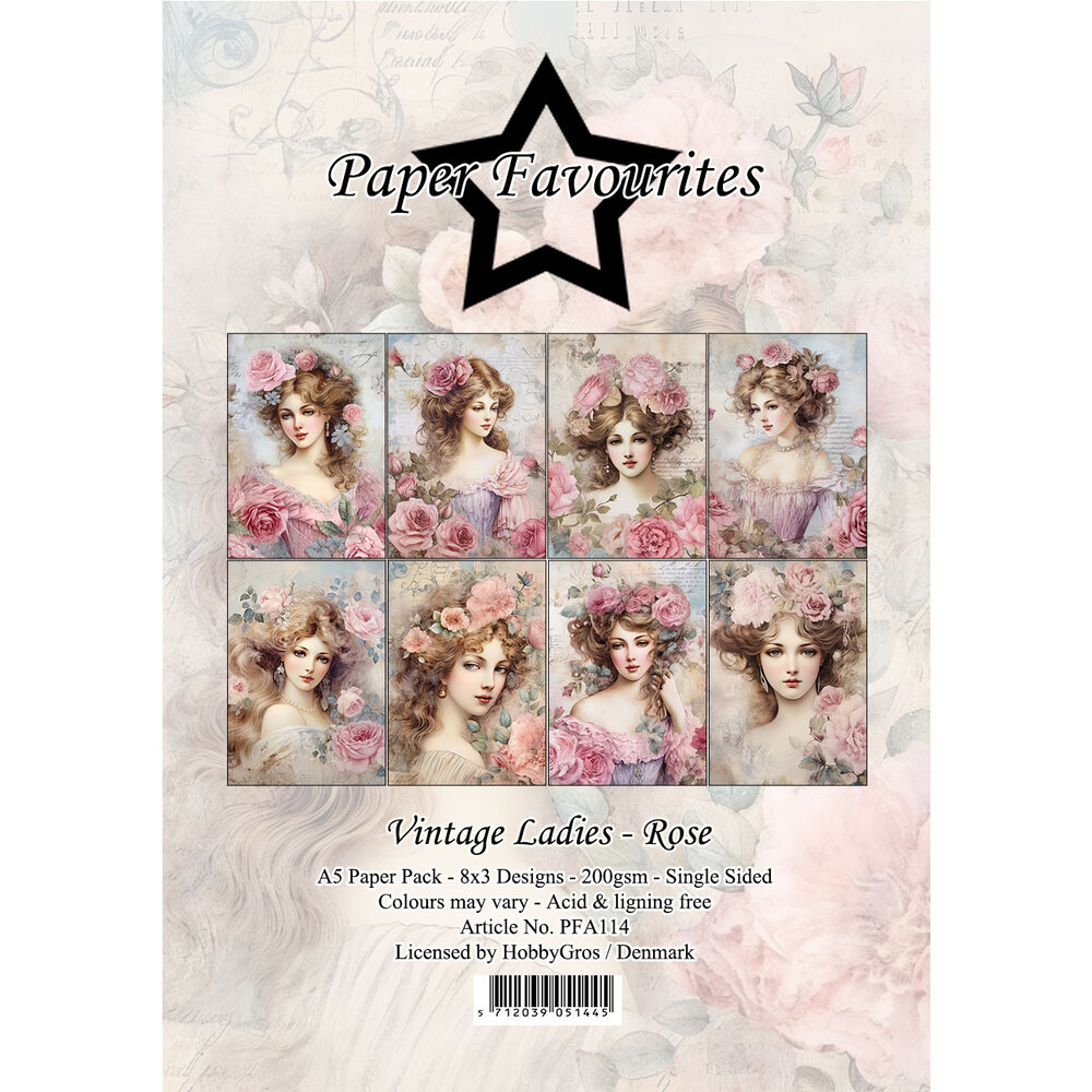 Vintage Ladies Rose A5 Paper Pack (PFA114) - Craftlines B.V.