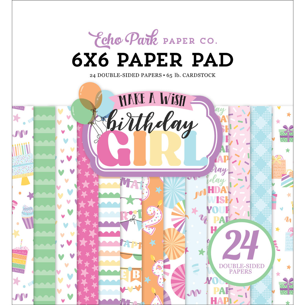 Make A Wish Birthday Girl 6x6 Inch Paper Pad (MWG349023) - Craftlines B.V.