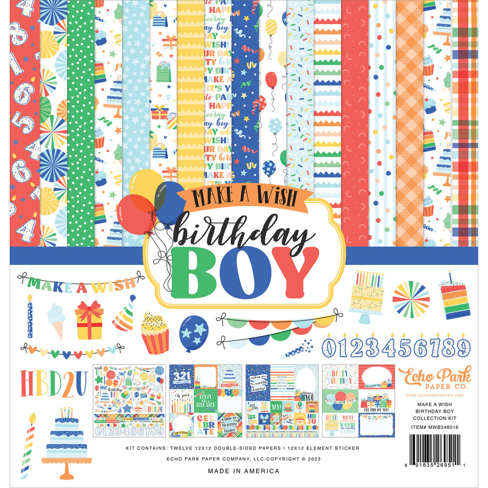 Make A Wish Birthday Boy 12x12 Inch Collection Kit (MWB348016 ...
