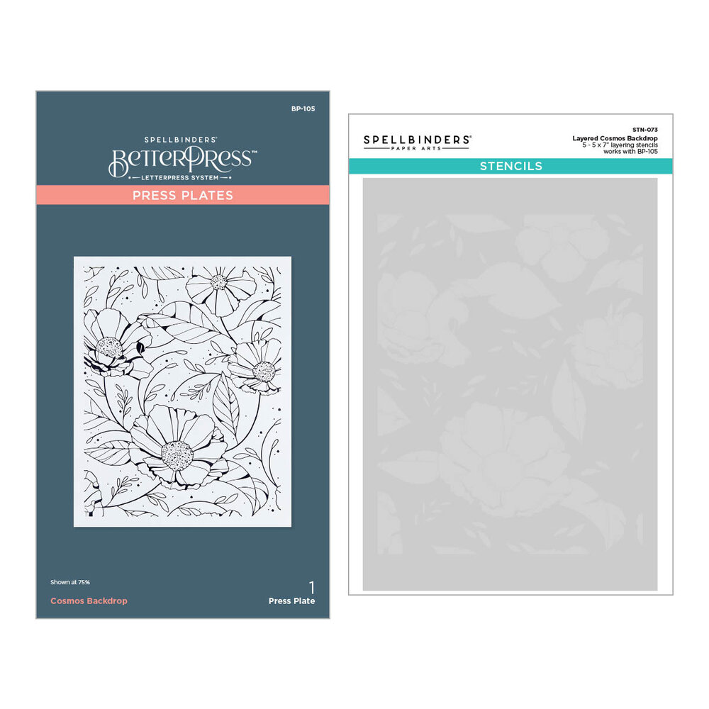 Cosmos Backdrop BetterPress and Stencil Bundle (BD-0822) - Craftlines B.V.